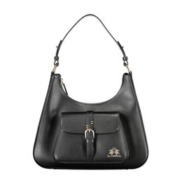 La Martina Damen Schwarz Leder Handtasche