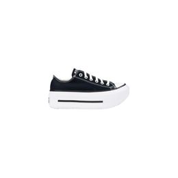 Converse Schwarz-Wei&szlig;e Stoff Plattform Sneakers