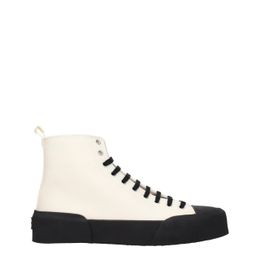 Jil Sander Beigefarbene Stoff High-Top Sneakers