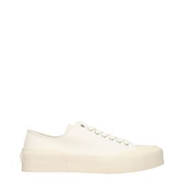 Jil Sander Beigefarbene Stoff Sneakers mit niedriger Schnittform