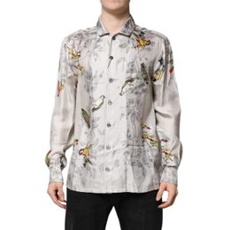 Dolce & Gabbana Dolce & Gabbana Mehrfarbige Seidenbluse mit Druck und Knopfleiste