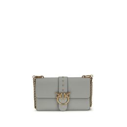 Pinko Graue Kalbleder Bos Taurus Schultertasche