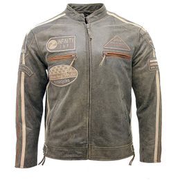 Leder-Racing-Biker-Motorradjacke mit Rei&szlig;verschluss
