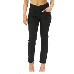Bauchfreie Jeans mit elastischer Taille f&uuml;r Damen in Schwarz