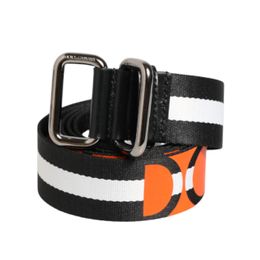Dolce & Gabbana Dolce & Gabbana Schwarz-Wei&szlig; Gestreifter Logo Metall Schnalle G&uuml;rtel