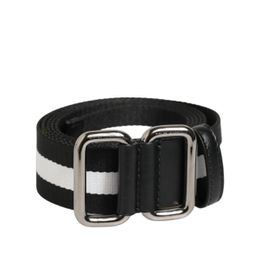 Dolce & Gabbana Dolce & Gabbana Schwarz-Wei&szlig;e Gestreifte Metallschnalle Herren-G&uuml;rtel