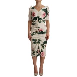 Dolce & Gabbana Dolce Gabbana Rosendruck Midi Kleid