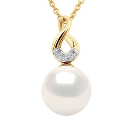 Anh&auml;nger Acht Gelbgold &ndash; Diamanten 0,03 ct &ndash; echte S&uuml;&szlig;wasser-Zuchtperle rund 9&ndash;10 mm