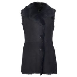 Damen-Gilet-Manama aus schwarzem Toscana-Schaffell mit Kn&ouml;pfen