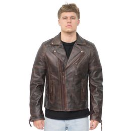 Brando Herren-Bikerjacke aus Leder mit doppeltem Kreuzrei&szlig;verschluss und Casablanca