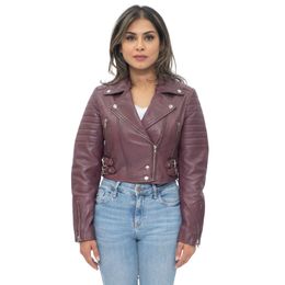 Kurz geschnittene Brando-Bikerjacke aus Leder f&uuml;r Damen &ndash; Damaskus