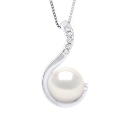 Anh&auml;nger-Schmuck aus 0,06 ct Wei&szlig;gold und echter S&uuml;&szlig;wasser-Zuchtperle &ndash; Fabre Nat&uuml;rlich Weiss &ndash; Rund 9&ndash;10 mm