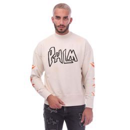 Palm Angels Bedrucktes Rollkragen-Sweatshirt in Wei&szlig;
