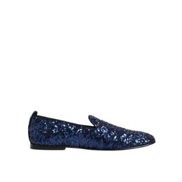 Dolce & Gabbana Dolce & Gabbana Blaue Pailletten Loafer Hausschuhe Herren Abend Schuhe