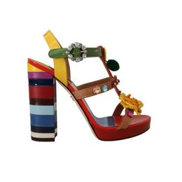Dolce & Gabbana Dolce & Gabbana Mehrfarbige Baumwoll-Plateausandalen