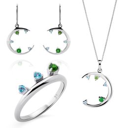 Orphelia 'Eline' Damen-Set aus 925er Sterlingsilber: Halskette + Ohrringe + Ring &ndash; Silber SET-7497