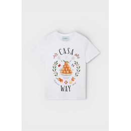 Casablanca Casa Way Damen Bedrucktes Fitted T-Shirt Wei&szlig;