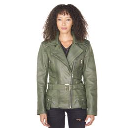 Lange Damen-Bikerjacke aus Leder &ndash; Quito