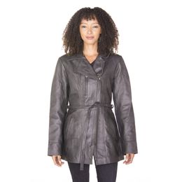 Lange Damen-Bikerjacke aus Leder &ndash; Muskat