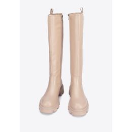 Wittchen Damen-Lederstiefel mit dicken Sohlen, beige, Naturleder