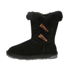 EVER AU Frauen Stork Horn Toggle Knopf kurze Stiefel - Schwarz