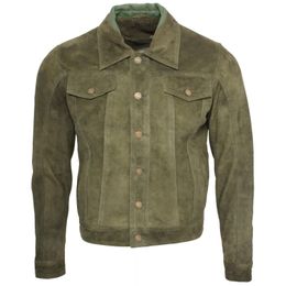 Trucker-Jeansjacke aus Ziegenwildleder