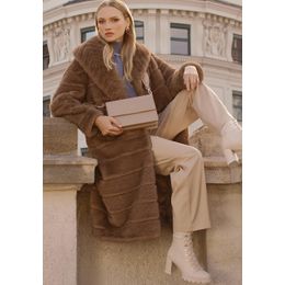 Wittchen Damen-Kunstpelzmantel mit Kragen, Dunkelbeige, Polyester