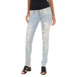Met Lange Denim-Hose getragen und zerrissen Wirkung 10DB50130 Frau