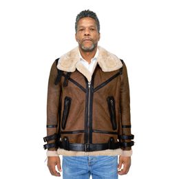 Herren Braune Vintage Pilot B3 Schaffelljacke - KNOXVILLE