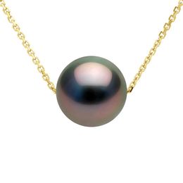 Halskette, echte Tahiti-Zuchtperle, rund, 8&ndash;9 mm