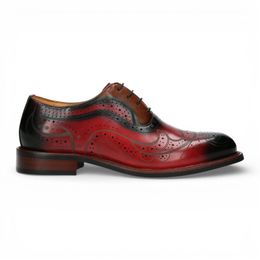 Laura Vita Lorenzo Conti Herren rote schwarze Leder-Brogue Oxford-Dressschuhe &ndash; Ayan-01