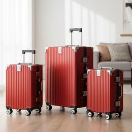 Red Hardshell Doppel-4-Rad-ABS-Gep&auml;ckwagen Hartschalen-Koffer-Set