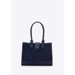 Wittchen Damen-Schultertasche, klassisch, mit Stoffeinsatz, Marineblau