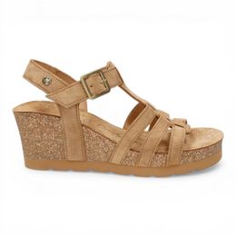 Panama Jack Damen Wedge-Heelbark Braune Wildledersandalen &ndash; Vero B1
