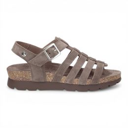 Panama Jack Damen-Keilstein-graue Wildledersandalen &ndash; Sasha B6