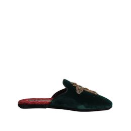 Dolce & Gabbana Dolce & Gabbana gr&uuml;ne Samt-Quasten verzierte Pantoletten
