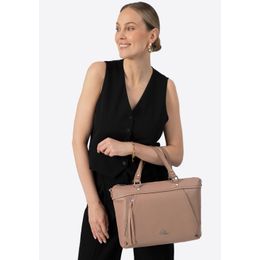 Wittchen Damen-Einkaufstasche aus echtem Leder mit Quaste, beige