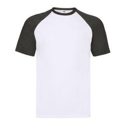 Fruit of the Loom - T-Shirt f&uuml;r Herren/Damen Unisex - Baseball (Wei&szlig;/Schwarz)