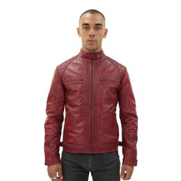 Klassische gesteppte Bikerjacke aus Leder f&uuml;r Herren-Silsden