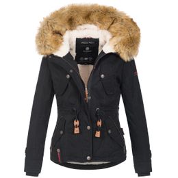 Navahoo Damen Winterjacke Pearl &ndash; Kurz-Parka mit Teddyfell & Abnehmbarem Kunstfellkragen