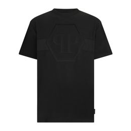 Philipp Plein Round Neck T-Shirt Jacquard Hexagon Line