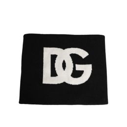 Dolce & Gabbana Schwarzer D&G Logo Cashmere Strickschal f&uuml;r Herren, Einheitsgr&ouml;&szlig;e