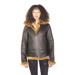 Damen-Fliegende Lederjacke aus Schaffell mit Kapuze &ndash; Palermo