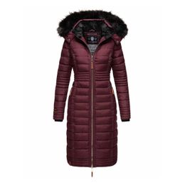 Navahoo Damen Winterjacke Umay &ndash; Lange Steppjacke mit Abnehmbarer Kapuze & Kunstfell