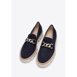 Wittchen Damen-Wildlederslipper mit Kette und Plateau, marineblaues Wildleder