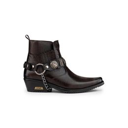 Herren-Winklepicker-Western-Gothic-Stiefel aus braunem Leder