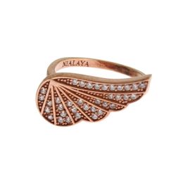 Nialaya Pink Gold 925 Silber Damen Klarer CZ Ring