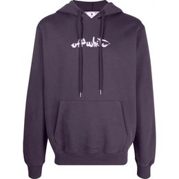 Off-White Script Logo Slim Fit Kapuzenpullover in Aubergine