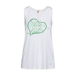 Racer Back Print Top in Wei&szlig; Viskose Elastan