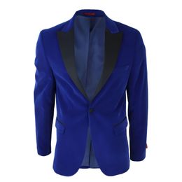 Blauer Herren-Smoking-Anzug-Blazer aus Samt